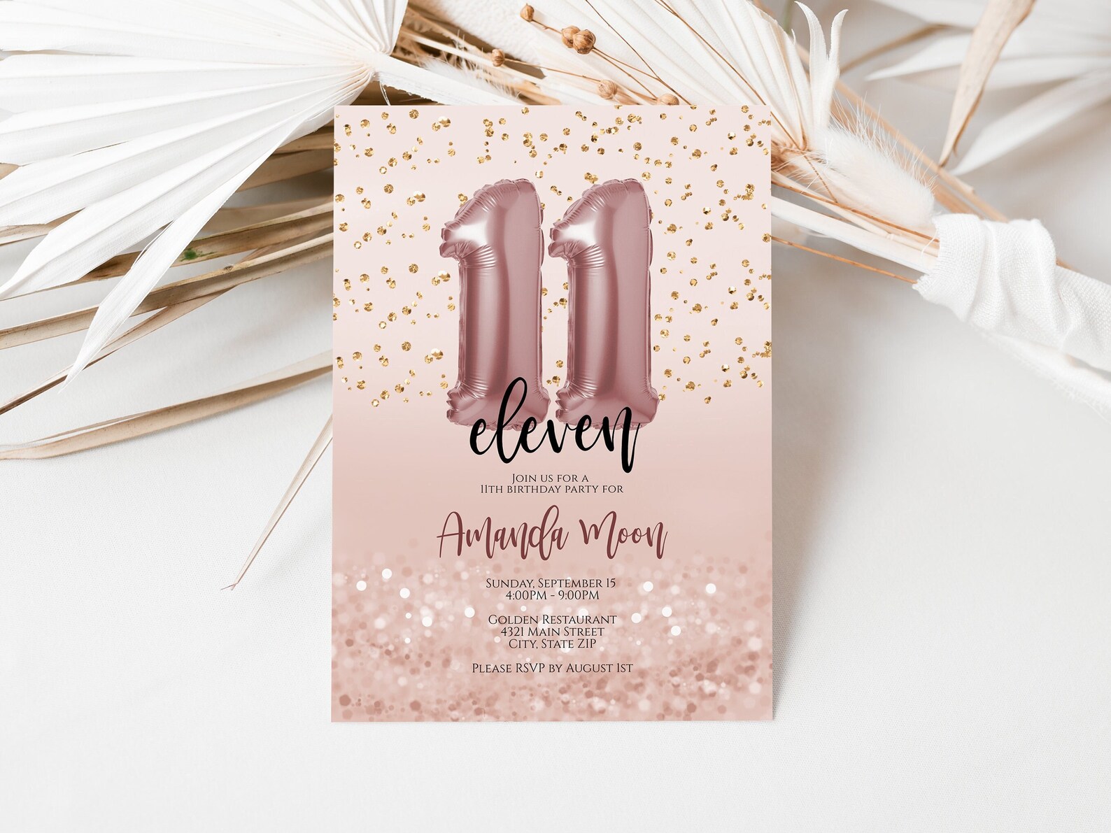 Printable Eleven 11th Birthday Invitation Template Editable - Etsy