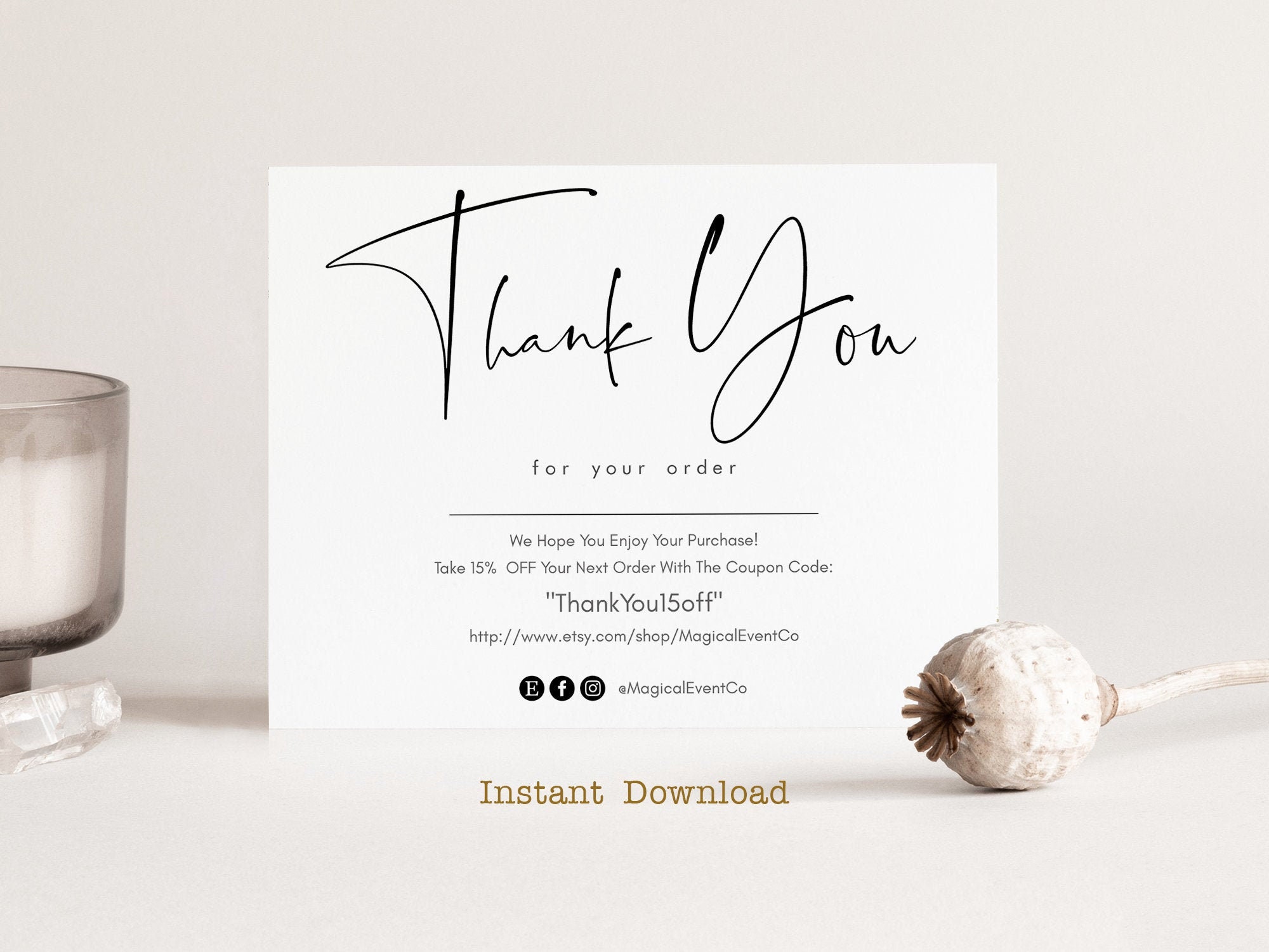 Thank You for Your Order Tag Template Small Online Business - Etsy
