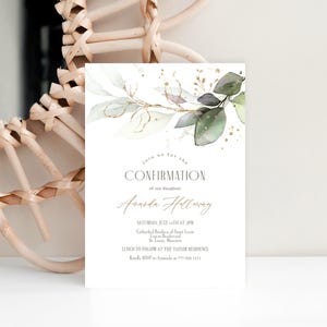 Printable Confirmation Invitation Card Template, Editable Greenery ...