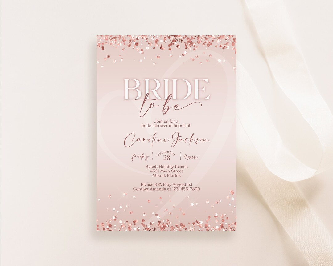 Editable Bride to Be Invitation Template, Blush Pink Bridal Shower ...