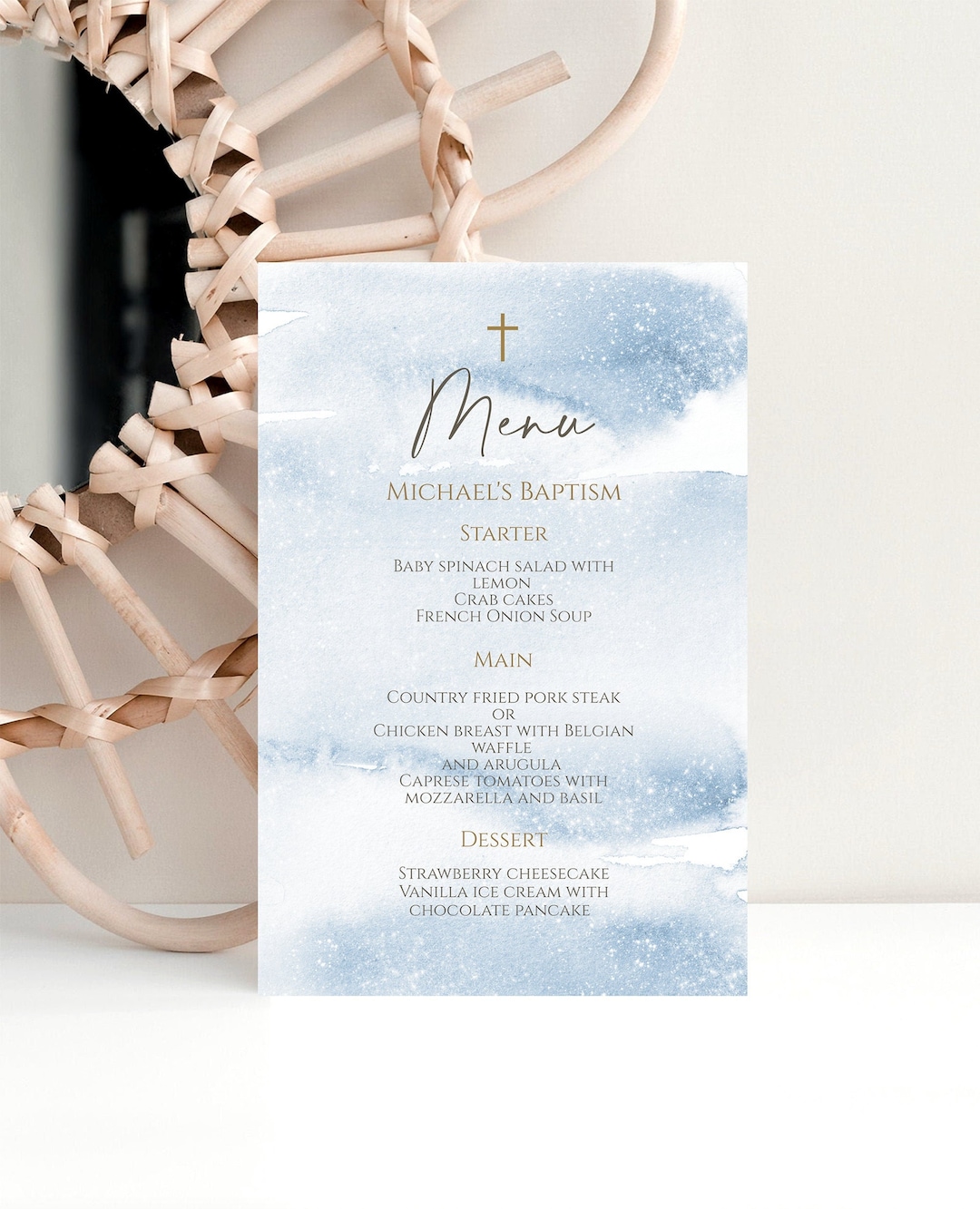 Baptism Menu Template, Printable Christening Menu Template, Blue ...