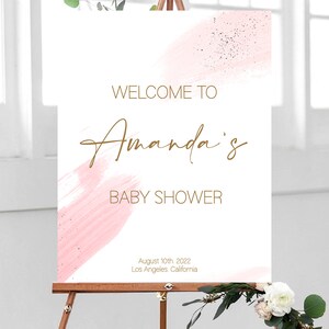 Printable Girl Baby Shower Welcome Sign Template, Girl Baby Shower ...