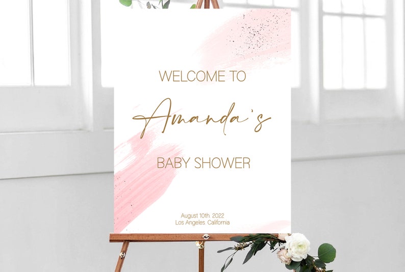 Printable Girl Baby Shower Welcome Sign Template Girl Baby | Etsy