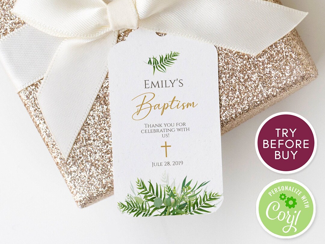 Printable Baptism Favor Tags, Thank You Baptism Tag, First Communion ...