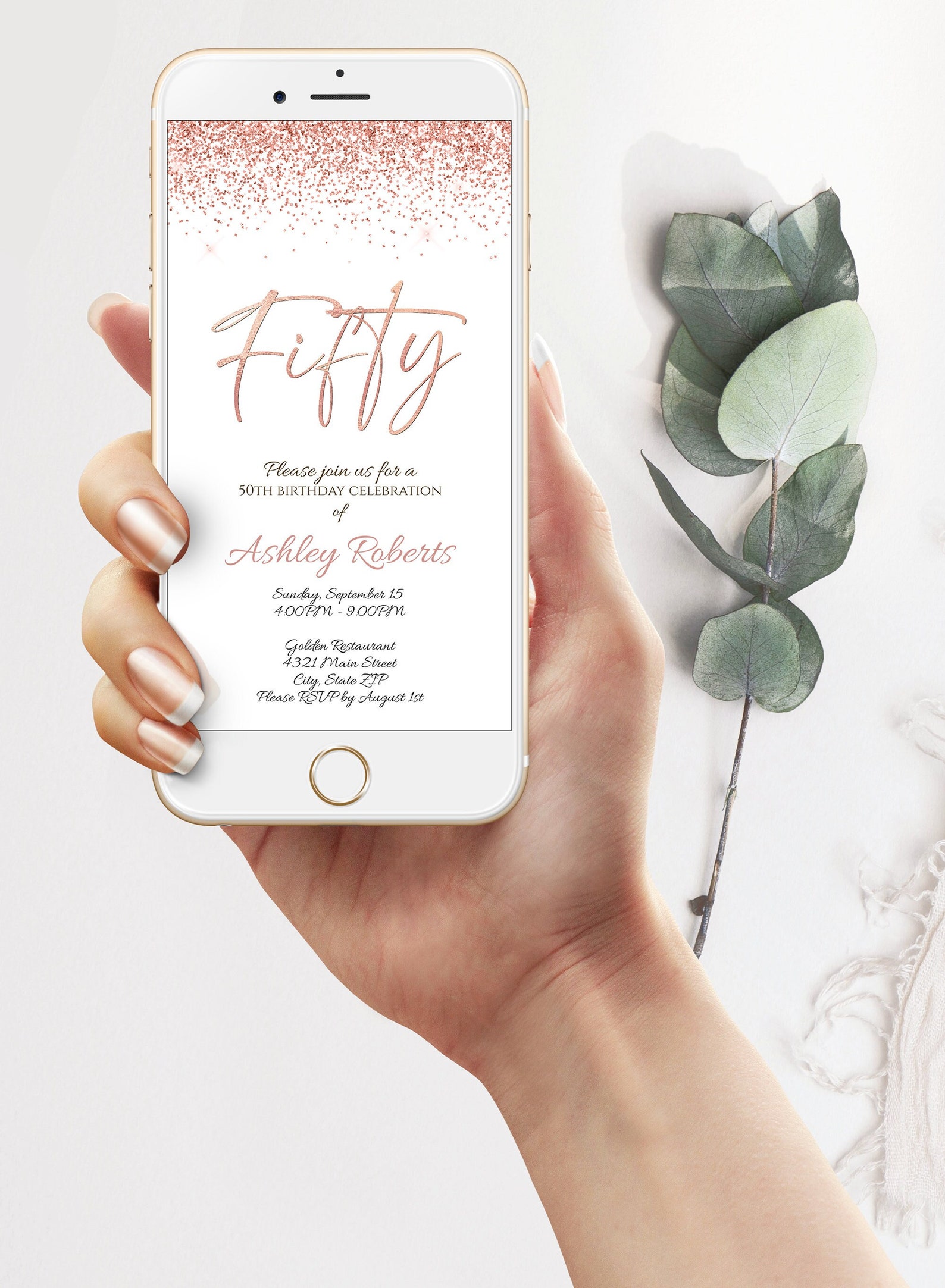 Electronic 50th Birthday Text Message Invitation Template | Etsy