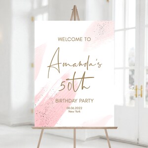 Printable 50th Fifty Birthday Welcome Sign, Editable Template, Modern ...