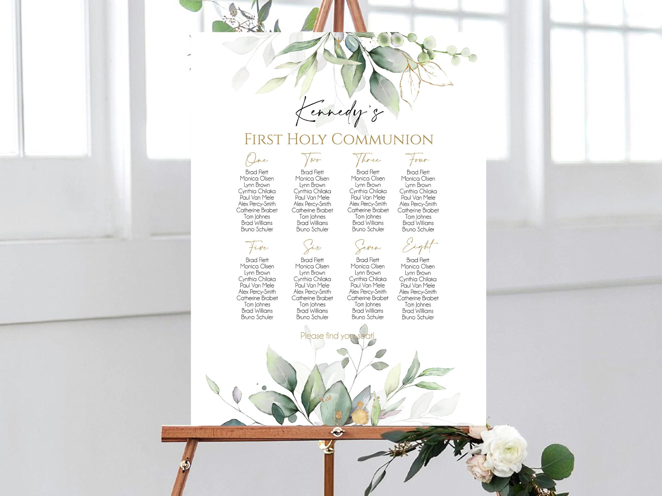 Printable First Holy Communion Seating Chart Sign Template - Etsy Australia