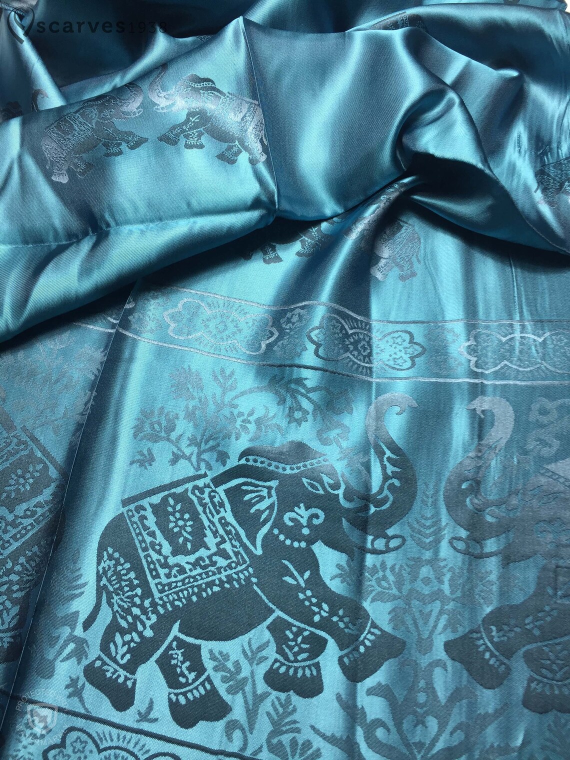 Silk Scarf,gift Idea,festival,blue Scarf,scarves,elephant Lover,boho ...
