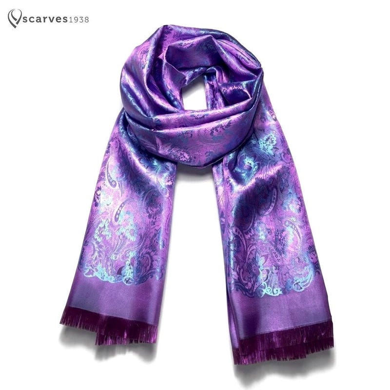 Dark Purple Floral Scarf - Etsy UK