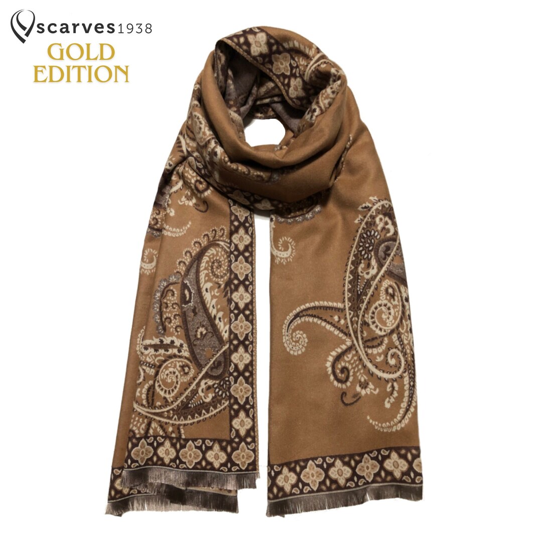 Desert Brown Cashmere Scarf Winter Scarf Accessory Paisley - Etsy