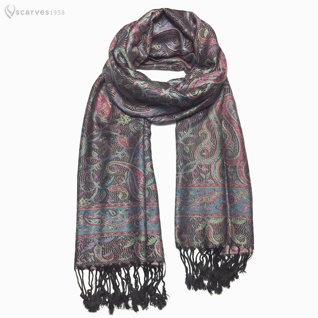 Pashmina Scarf,paisley,shawl,festival Scarf,black Scarf,scarves ...