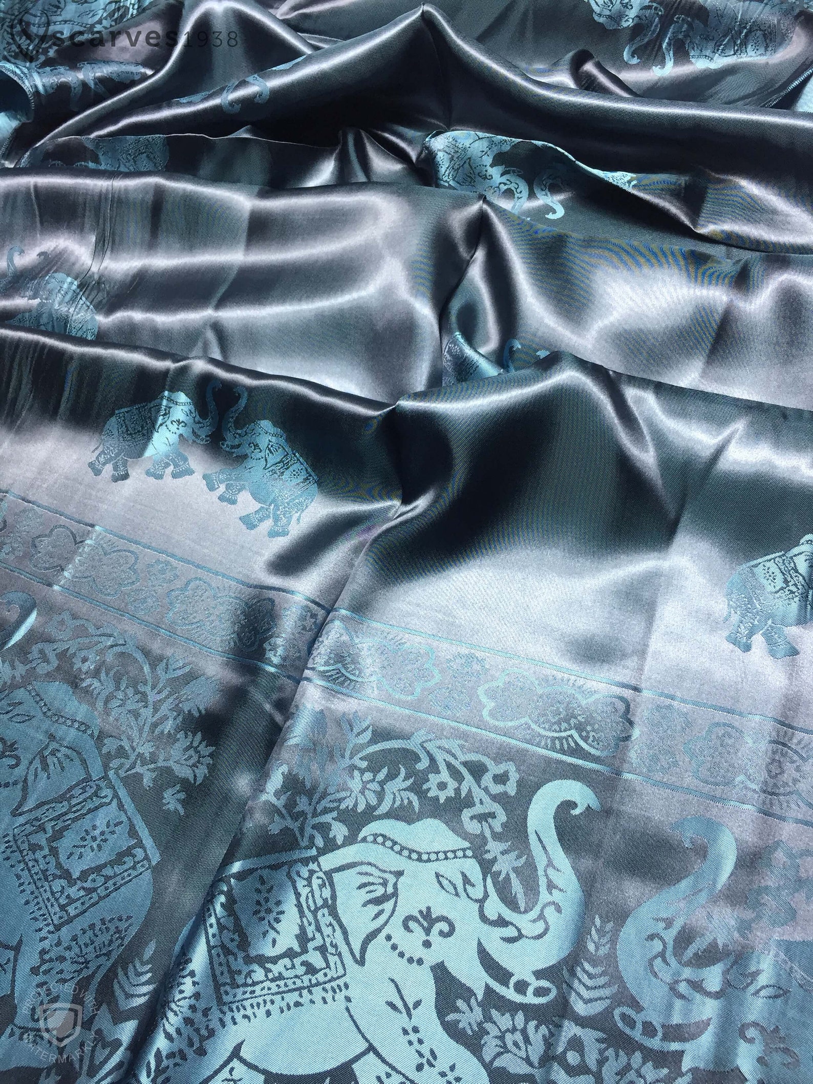 Silk Scarf,gift Idea,festival,blue Scarf,scarves,elephant Lover,boho ...
