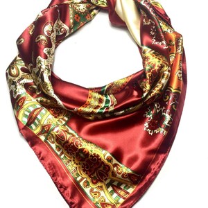 Artistic Satin Scarf,square Scarf,wrap,silk,headscarf,accessories,silky ...
