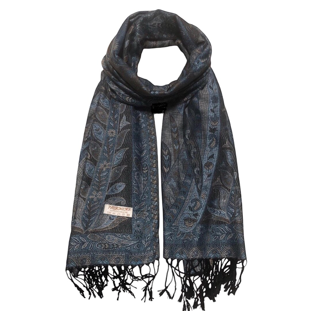 Dark Pashmina Scarf,paisley,shawl,festival Scarf,gray/ Brown/blue Scarf ...