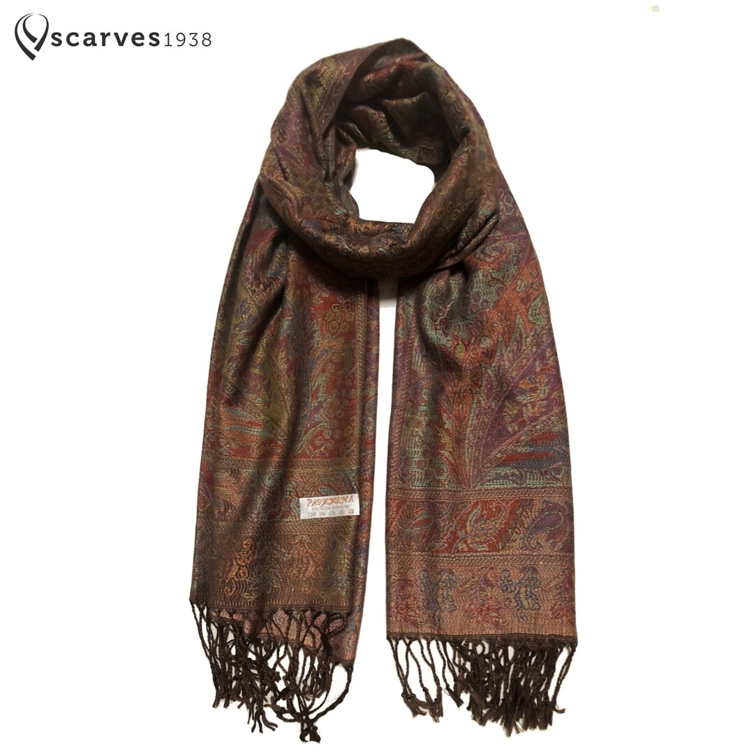 Brown Pashmina Scarf Nature Design Scarf Shawl Boho Hippie Tribal ...