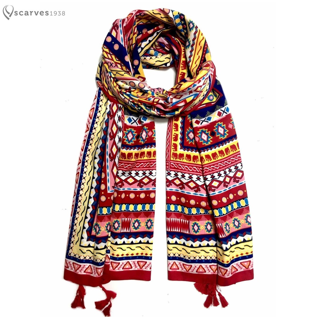 Large Ethnic Shawl Scarf,oversized Scarf,festival Scarf,rainbow Scarf ...