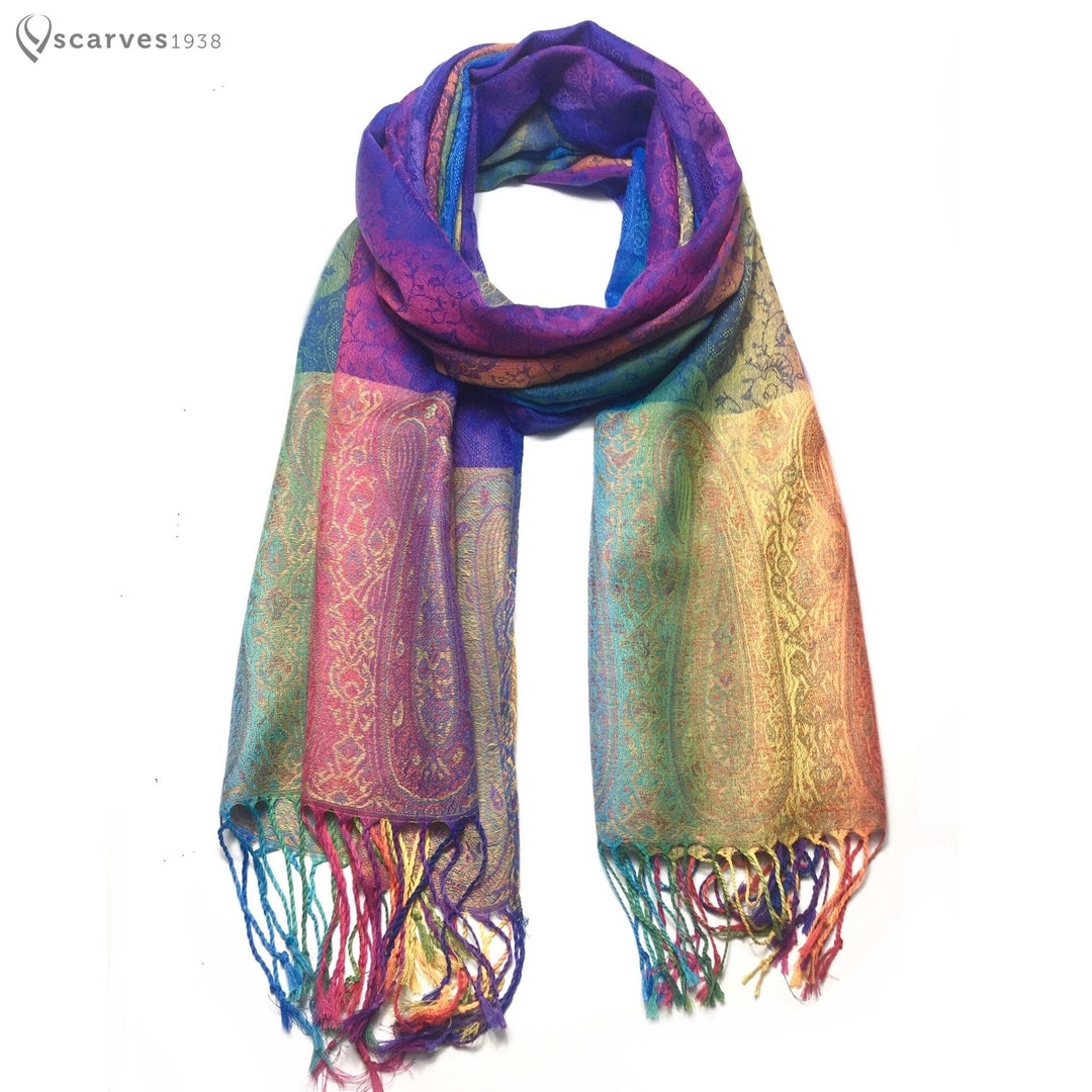 Pashmina Scarfcolorful Scarffestival Scarfrainbow - Etsy