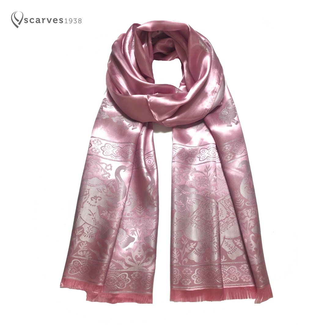 Pink Silk Scarf Silk Scarf Women Long Silk Wrap Gift for Her Reversible ...