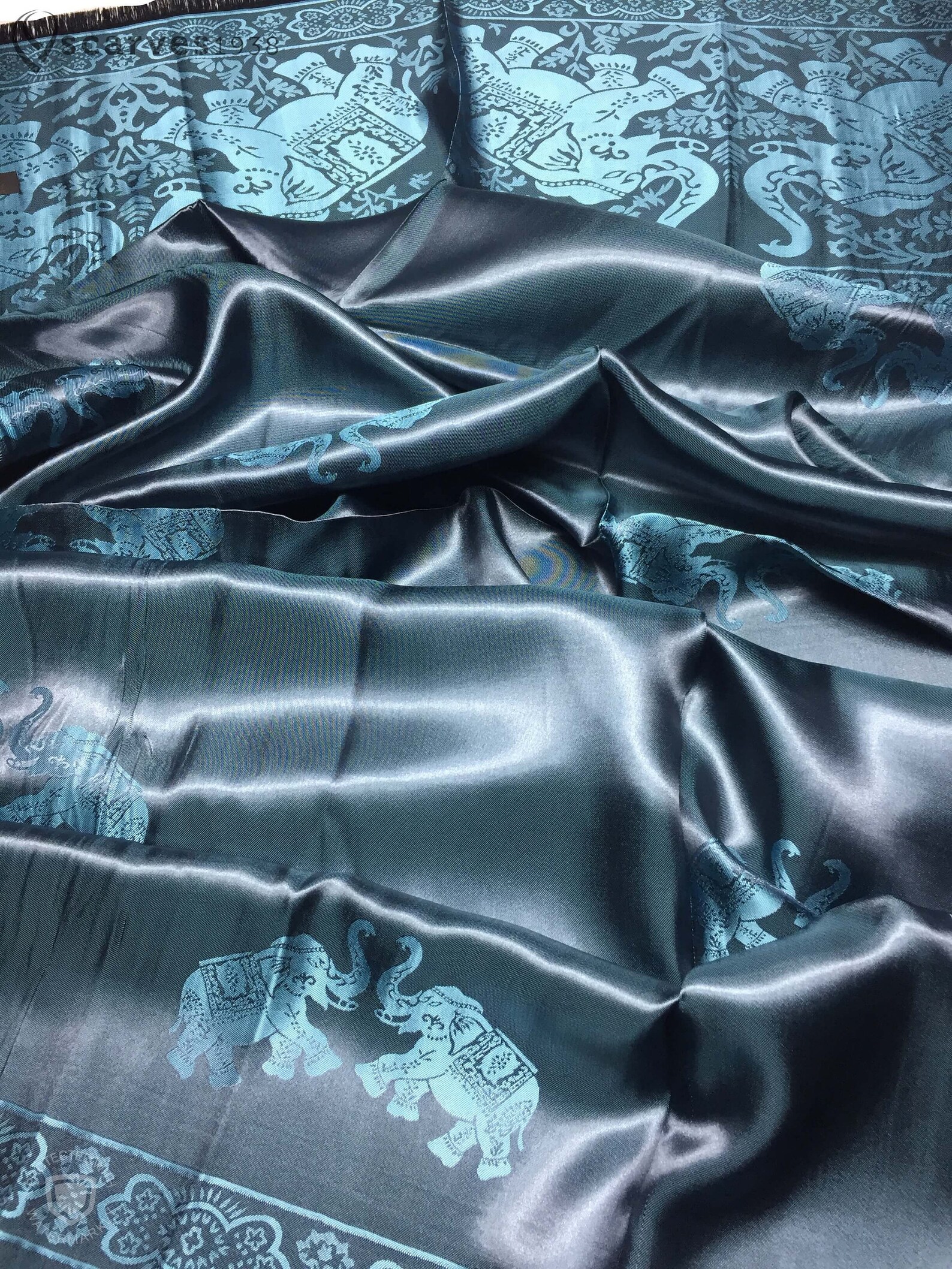 Silk Scarf,gift Idea,festival,blue Scarf,scarves,elephant Lover,boho ...