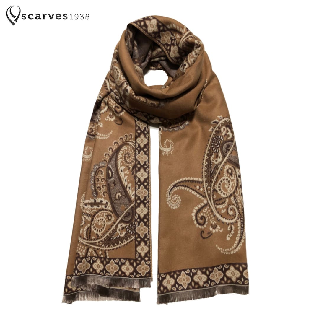 Desert Brown Cashmere Scarf Winter Scarf Accessory Paisley Cashmere ...
