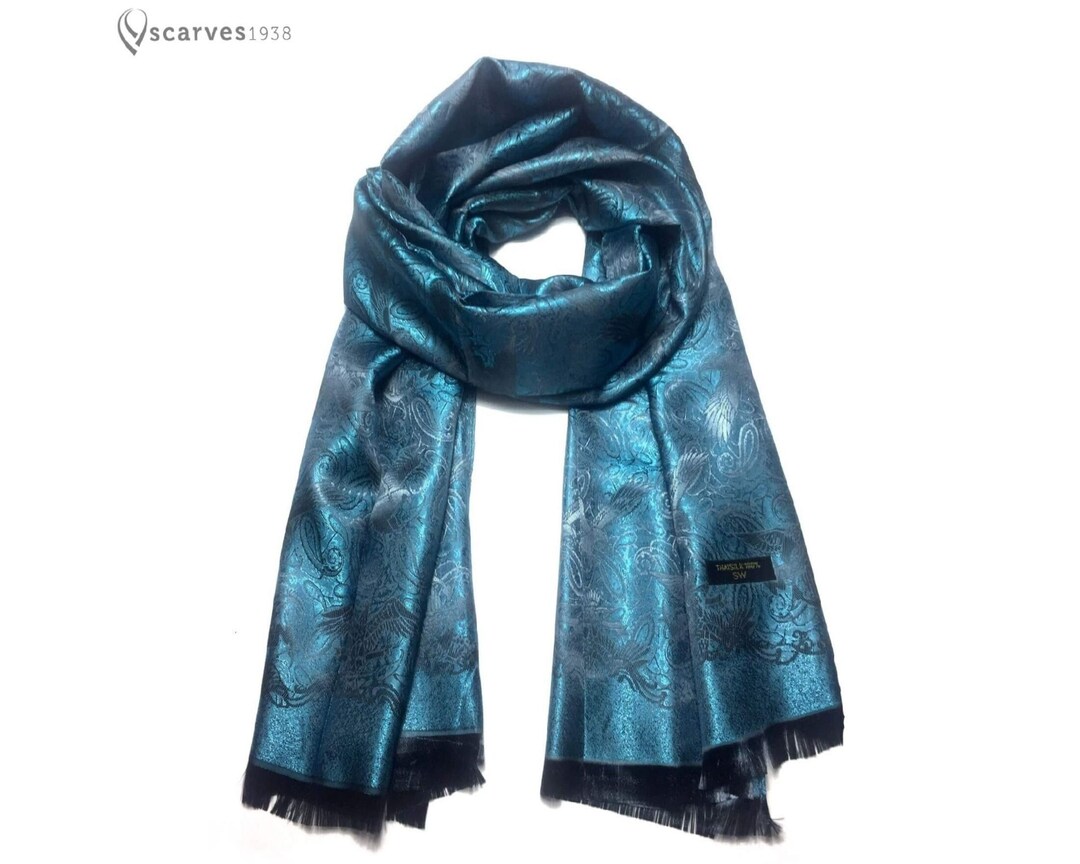 Silk Scarf,gift Idea,shawl,festival,blue Scarf,scarves1938,eagles Silk ...