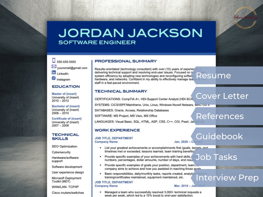 IT Professional Resume Combo Computer Tech Resume UX Resume Software ...