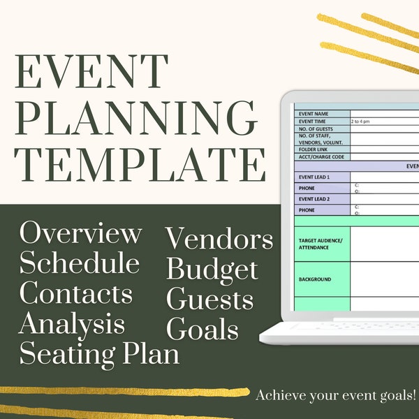 Event Management Excel Template - Etsy