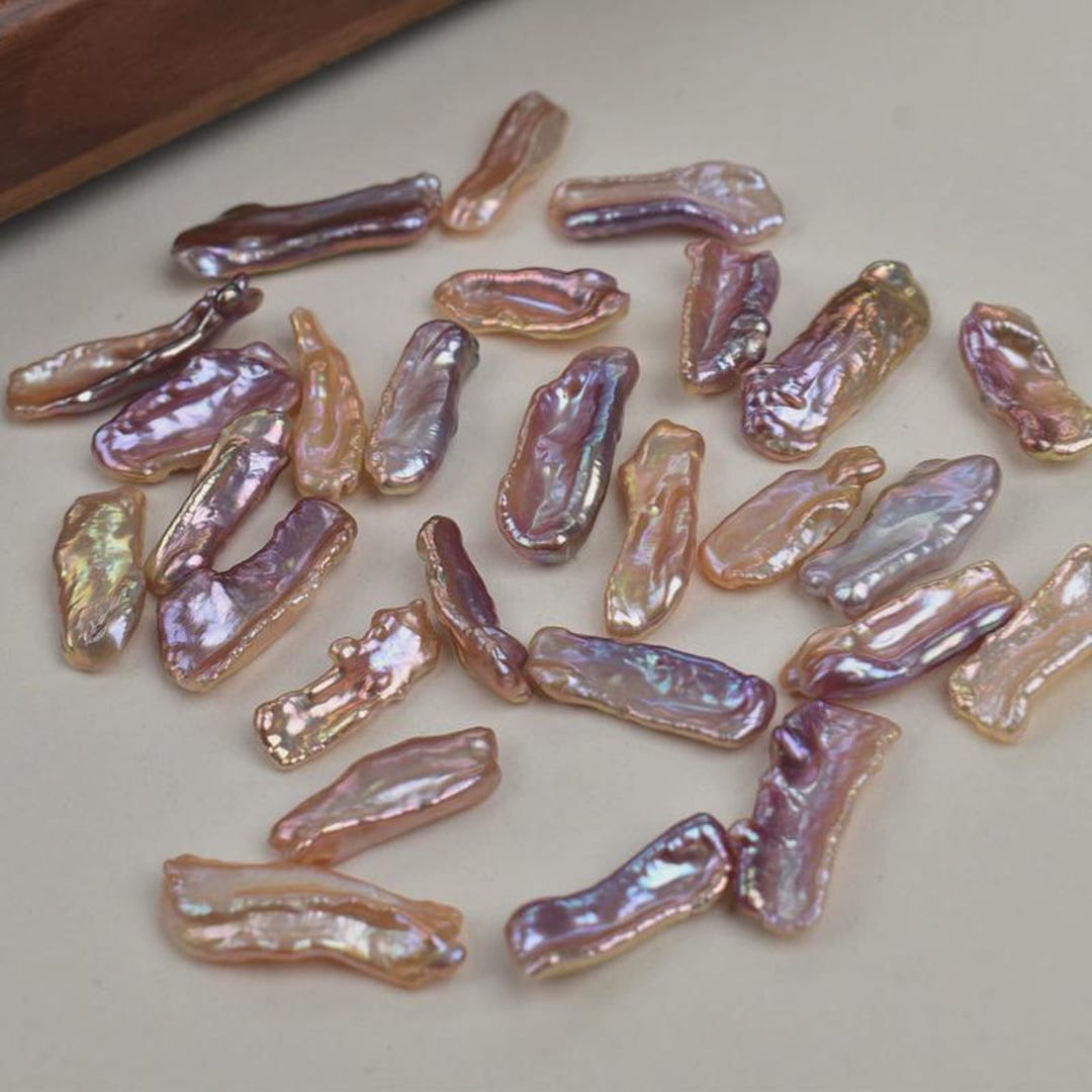 Natural Iridescent Baroque Pipa Pearls – Purple Pink, Undrilled ...
