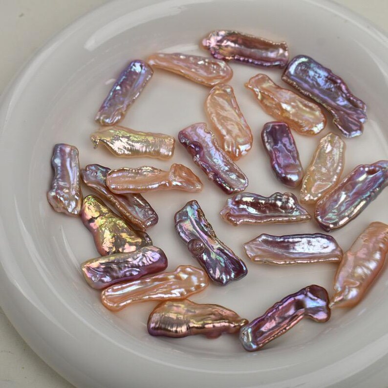 Natural Iridescent Baroque Pipa Pearls – Purple Pink, Undrilled ...