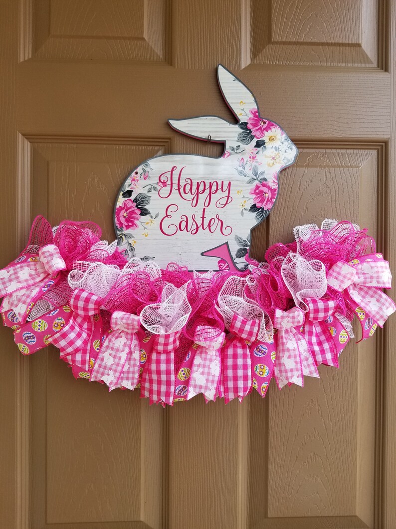 Easter Bunny Rabbit Rail Wreath. Great Addition to Your Easter Decor - Etsy