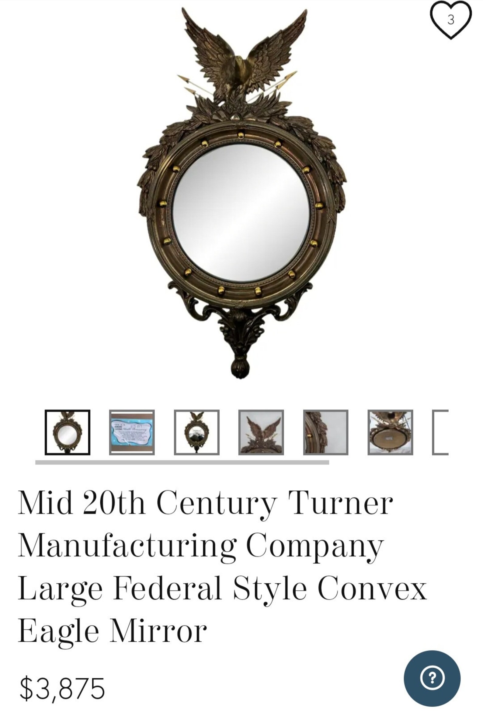 Turner Federalist Eagle Gilded Mirror Large - Vintage VERY RARE Mid ...