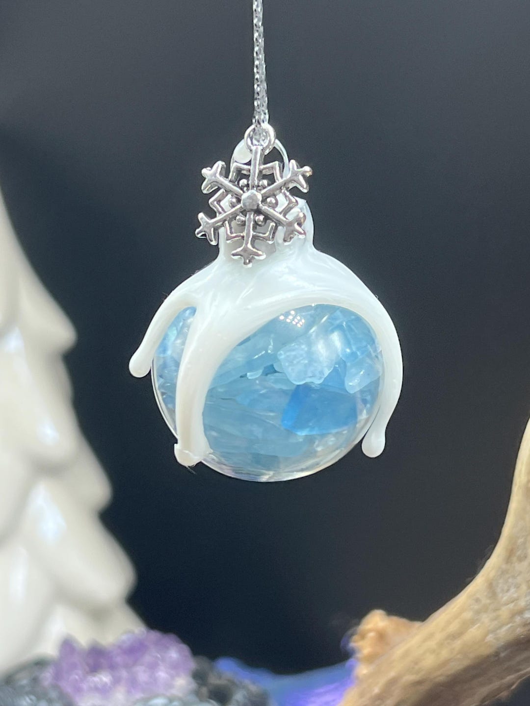Winter Magic Aquamarine Spell Jar Ball Crystals Wishing Glass Gemstone ...