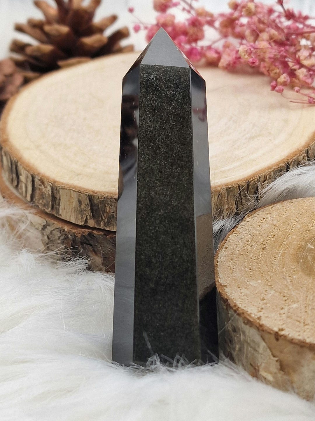 Shimmering Gold Obsidian Point Tower Obelisk Golden Obsidian Point ...