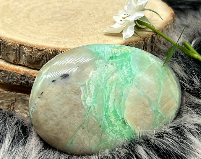 Large Green Moonstone Hand Flatterer Pocket Stone Chakra Stone Tumbled ...
