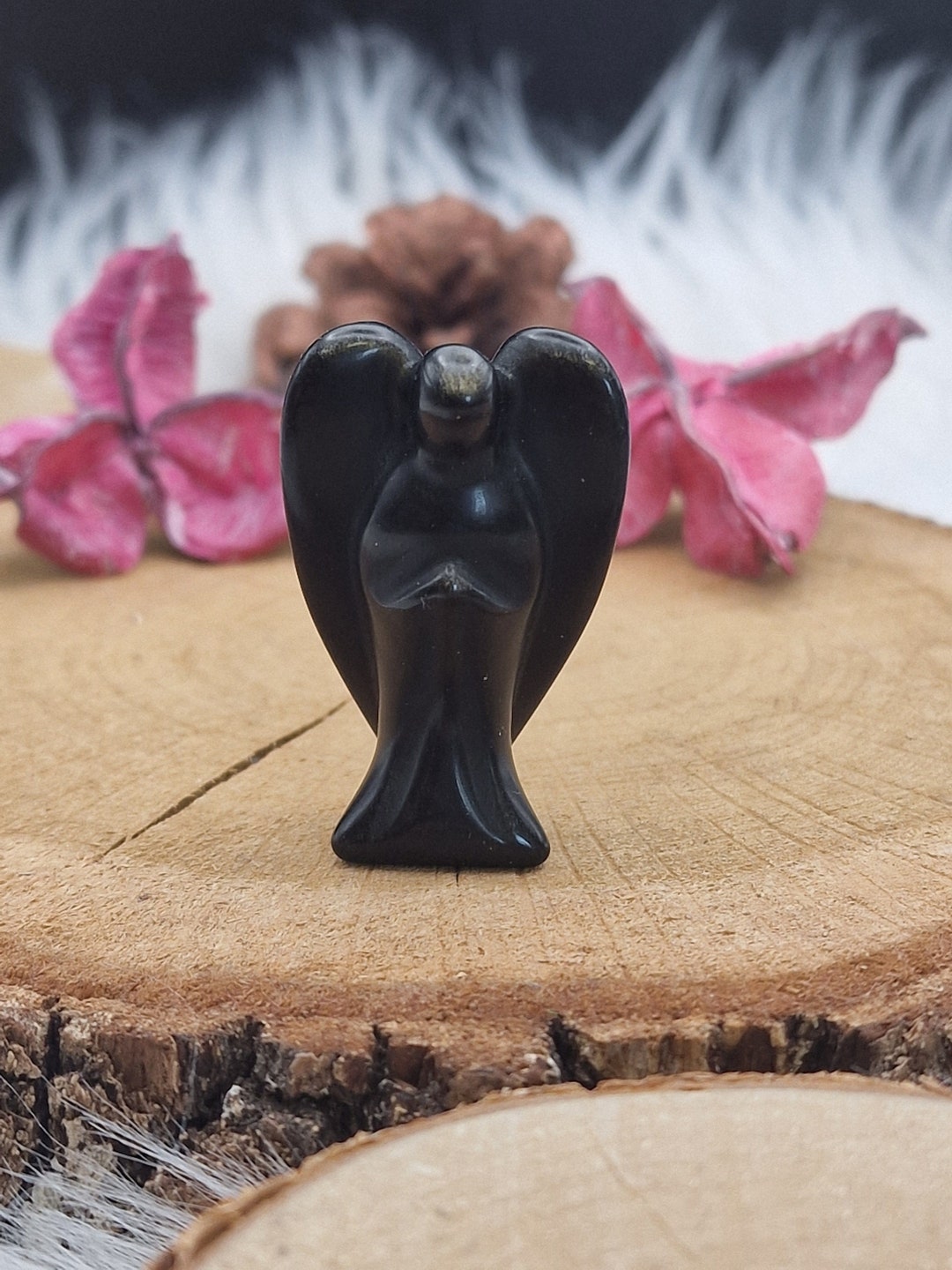 Beautiful Gold Obsidian Angel Gemstone Guardian Angel Figurine Crystal ...