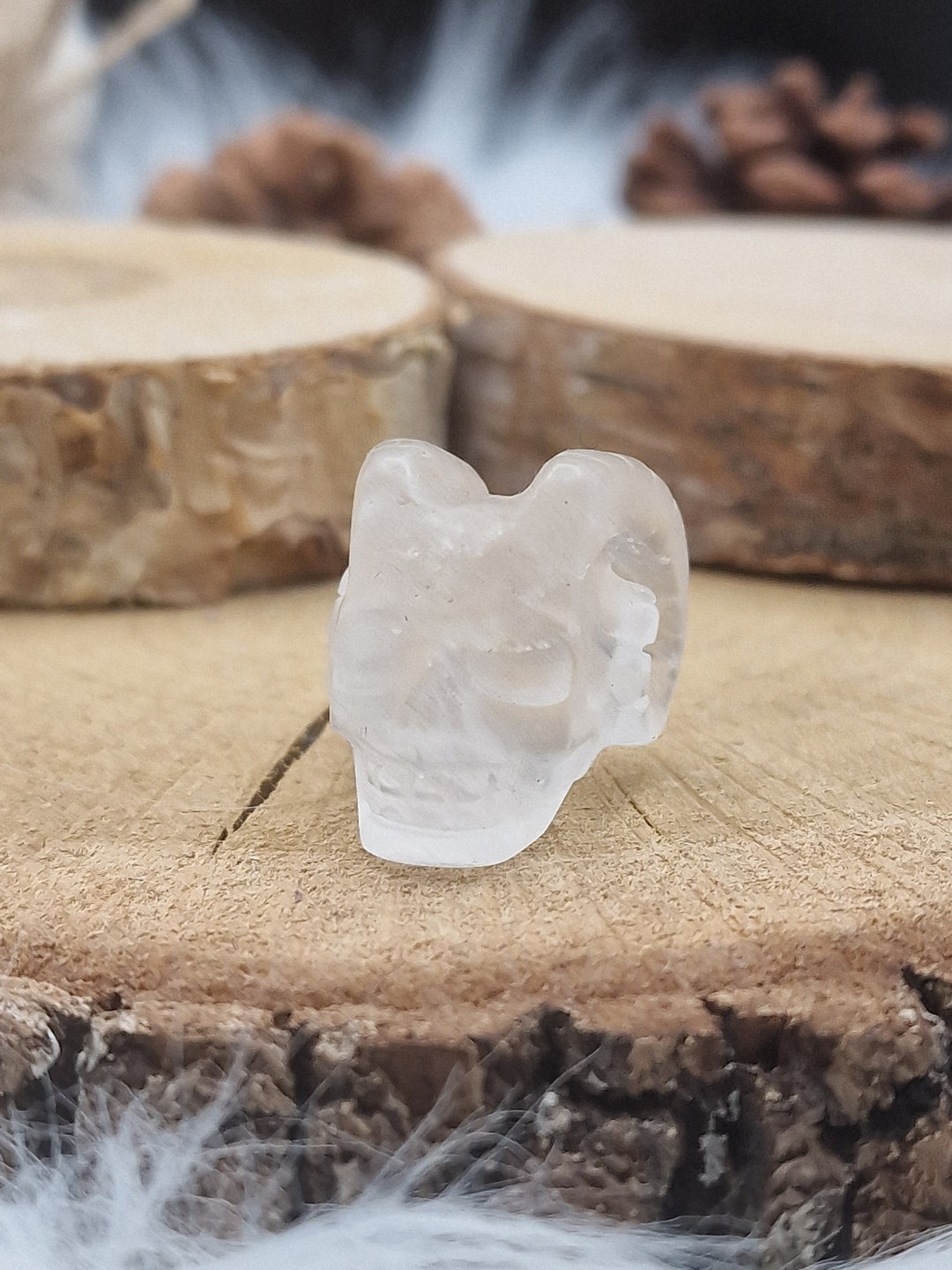 Small Horned Skull Skull Made of Rock Crystal Crystal Gemstone Figure ...