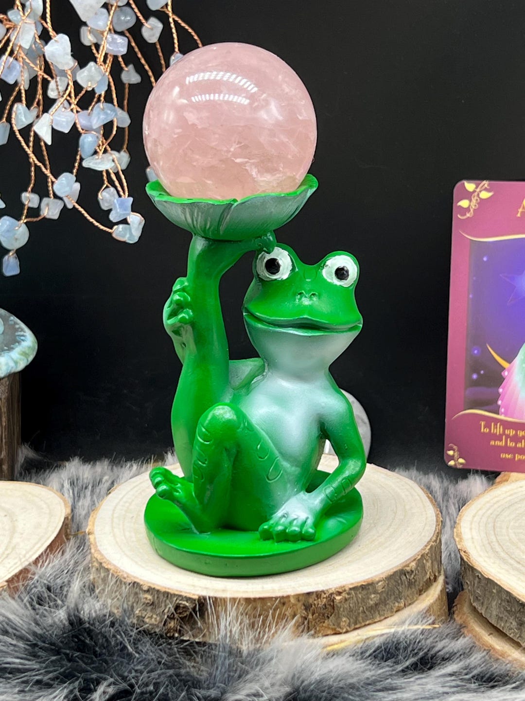 Great Ball Holder frog Ball Stand Crystal Ball Holder Green Frog Sphere ...