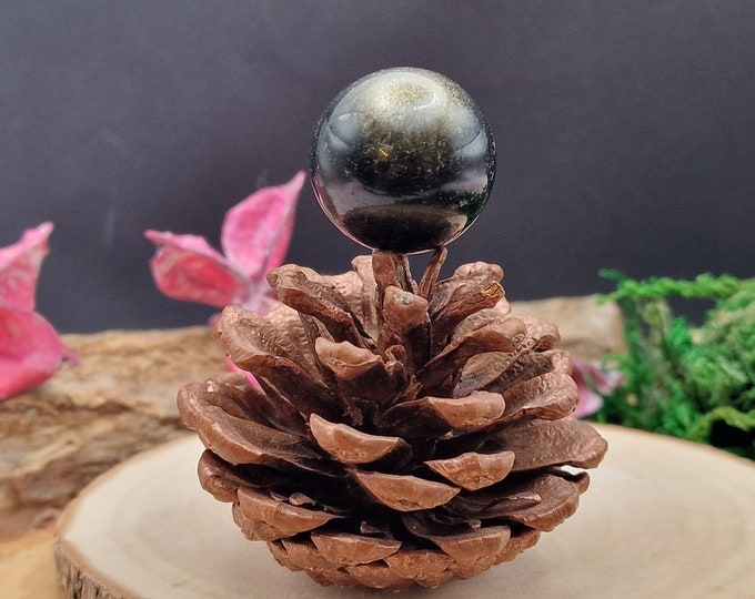 Small Shimmering Gold Obsidian Sphere Crystal Ball Golden Sheen ...