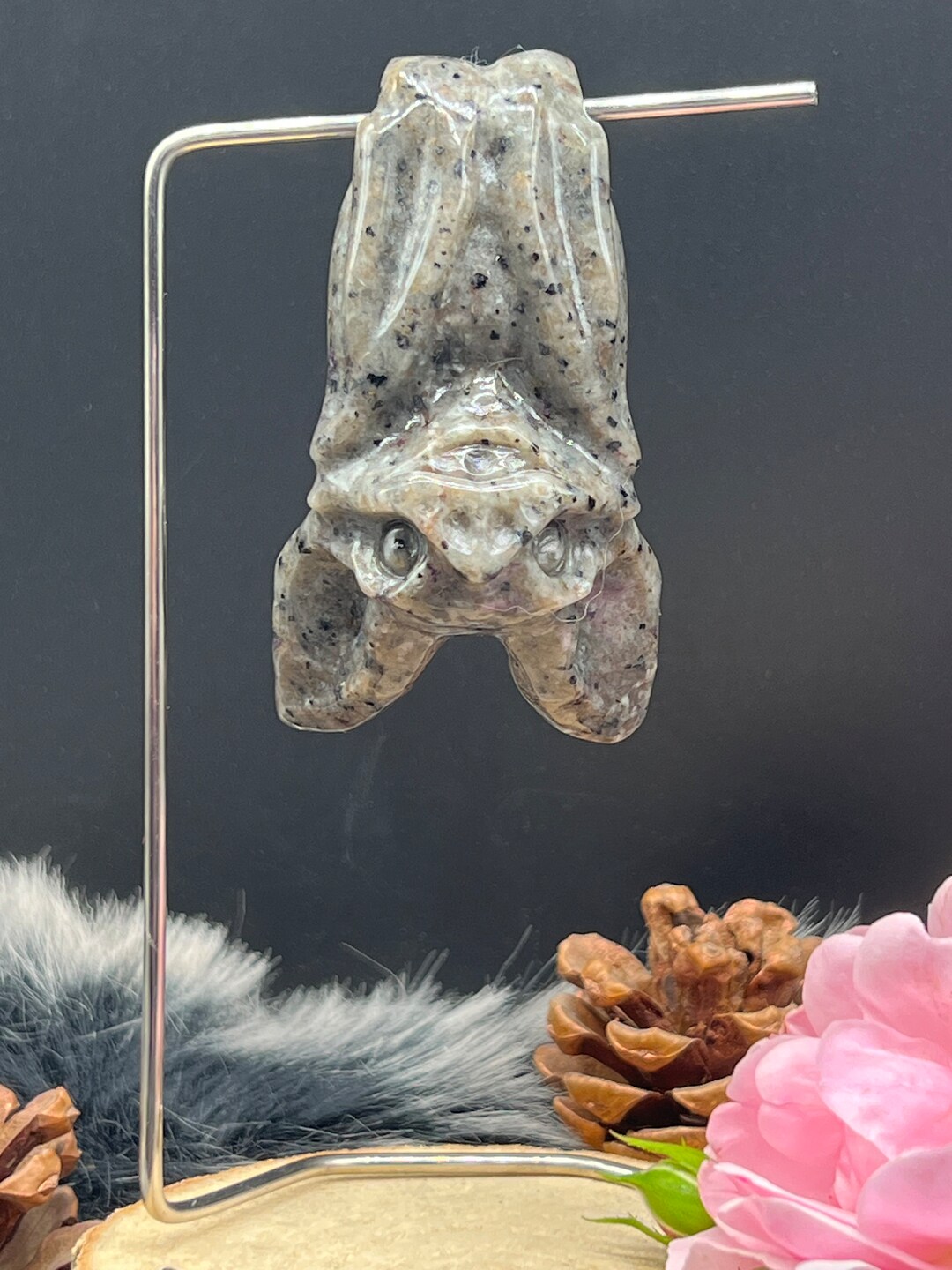 Mystical Large Yooperlite Bat Hanging With Stand Gemstone Vampire ...
