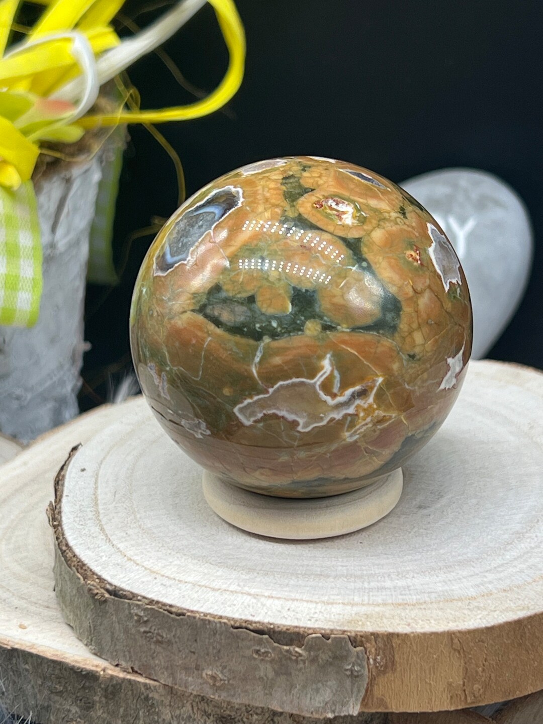 Earthing Rainforest Jasper Rhyolite Sphere 5.4 Cm Crystal Ball Gemstone ...