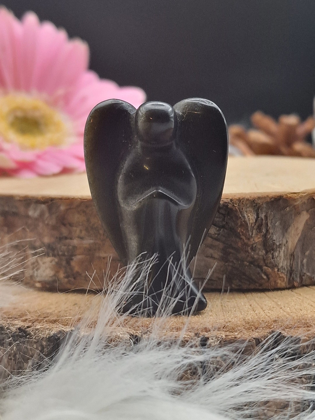 Beautiful Gold Obsidian Angel Gemstone Guardian Angel Figurine Crystal ...