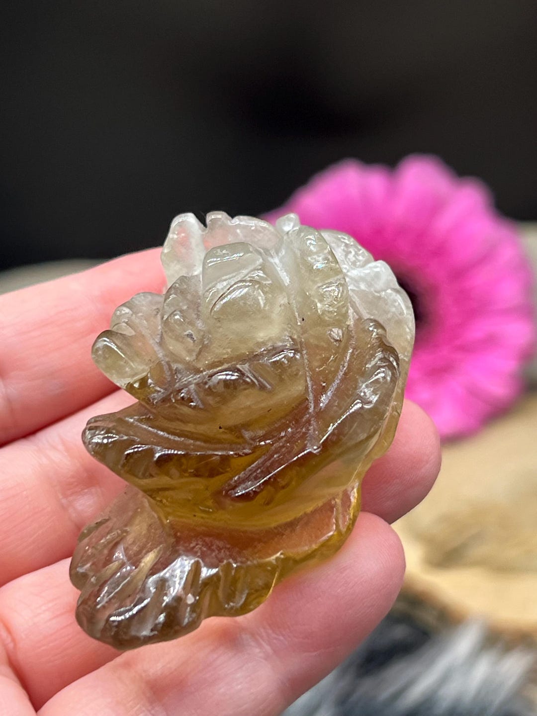 Small Smoky Quartz Flower Gemstone Crystal Rose Carving Crystal Carving ...