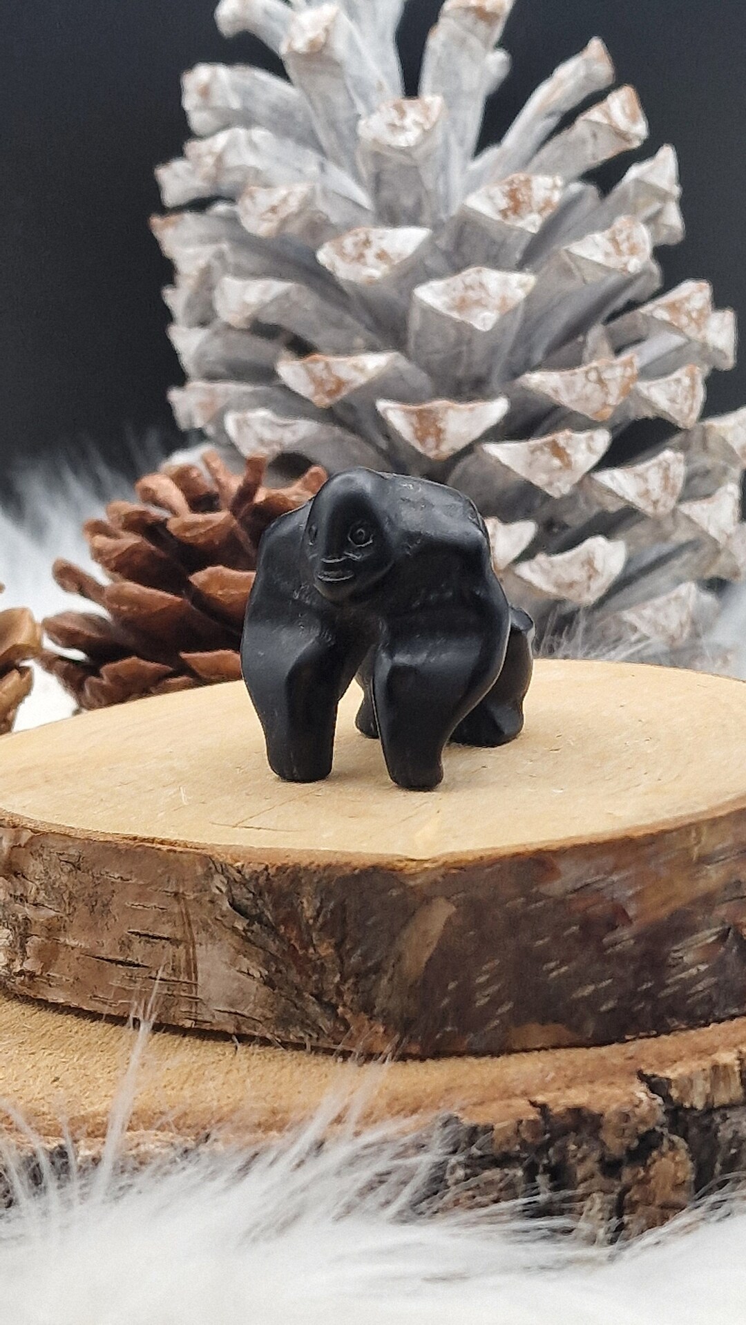 Small Black Obsidian Gorilla Gemstone Figurine Crystal Monkey Obsidian ...