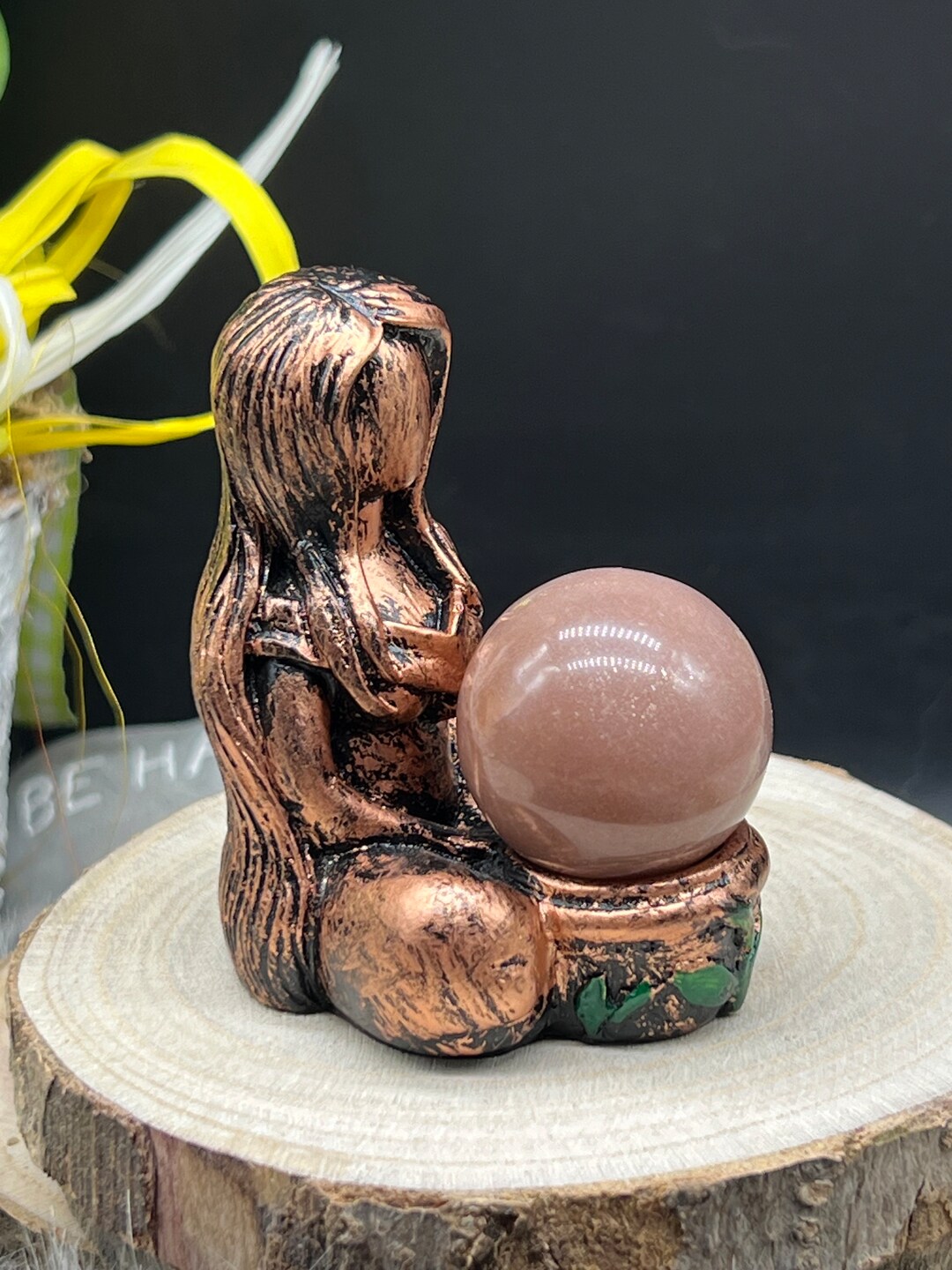 Beautiful mother Earth Goddess Gaia Sphere Holder Bronze Colored Woman ...