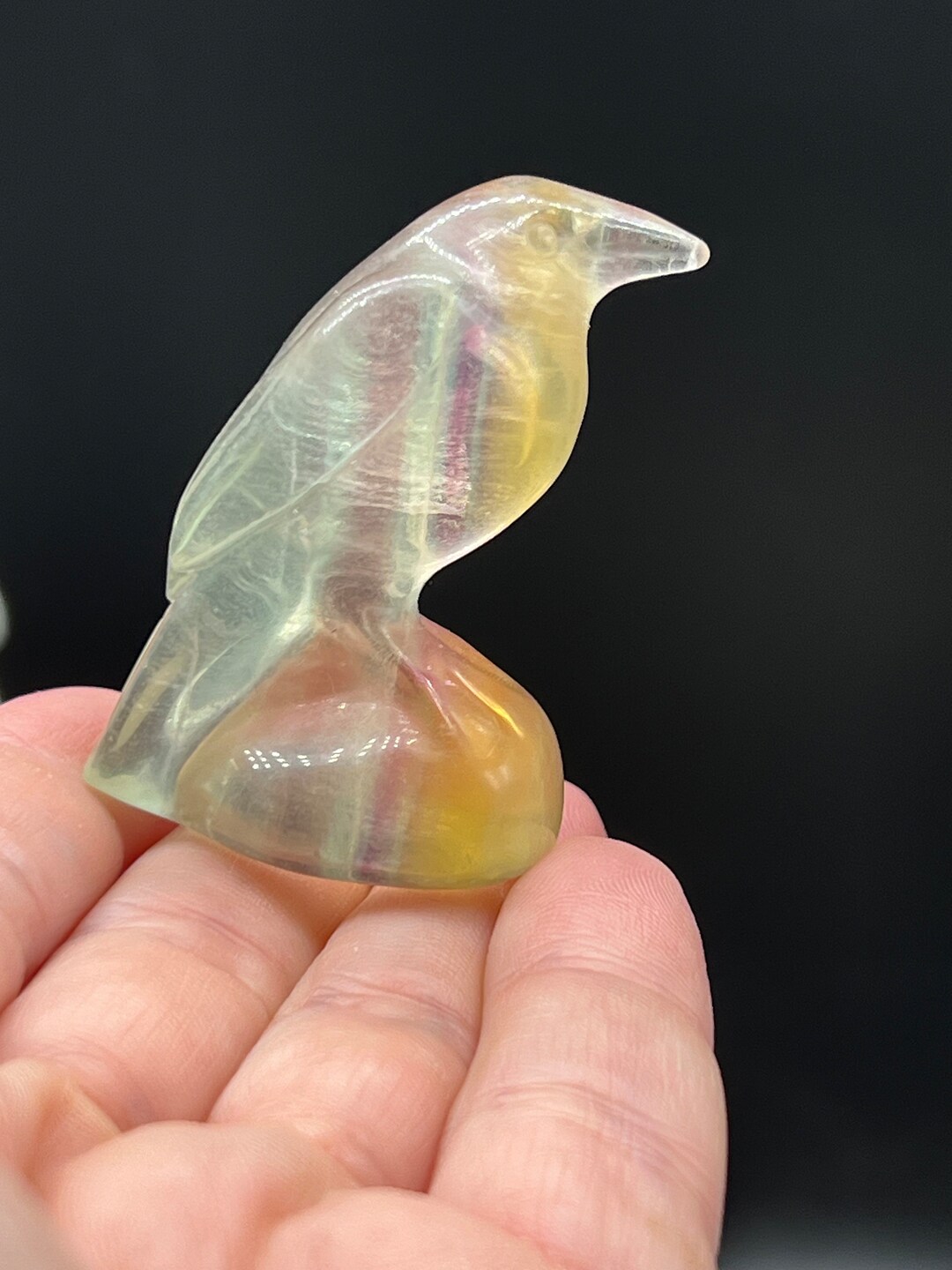 Beautiful Crystal Raven Made of Rainbow Fluorite Figurine Crow Rainbow ...