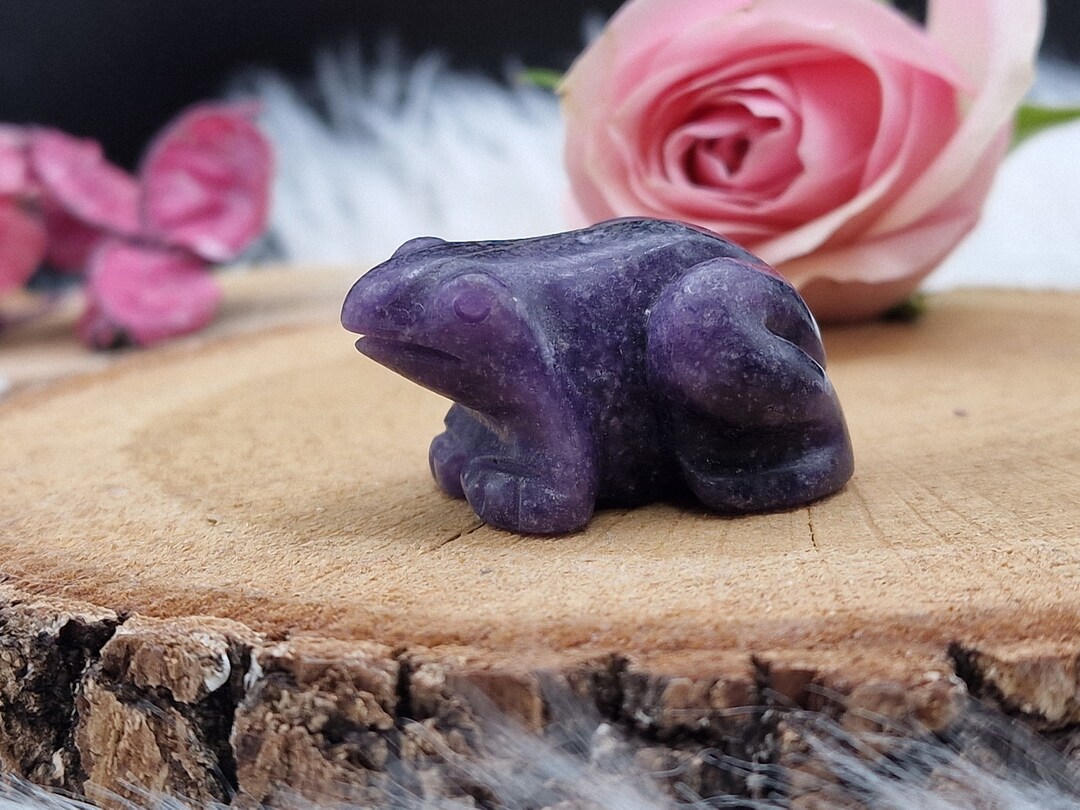 Fairytale Frog Made of Purple Lepidolite Gemstone Frog Figurine Crystal ...