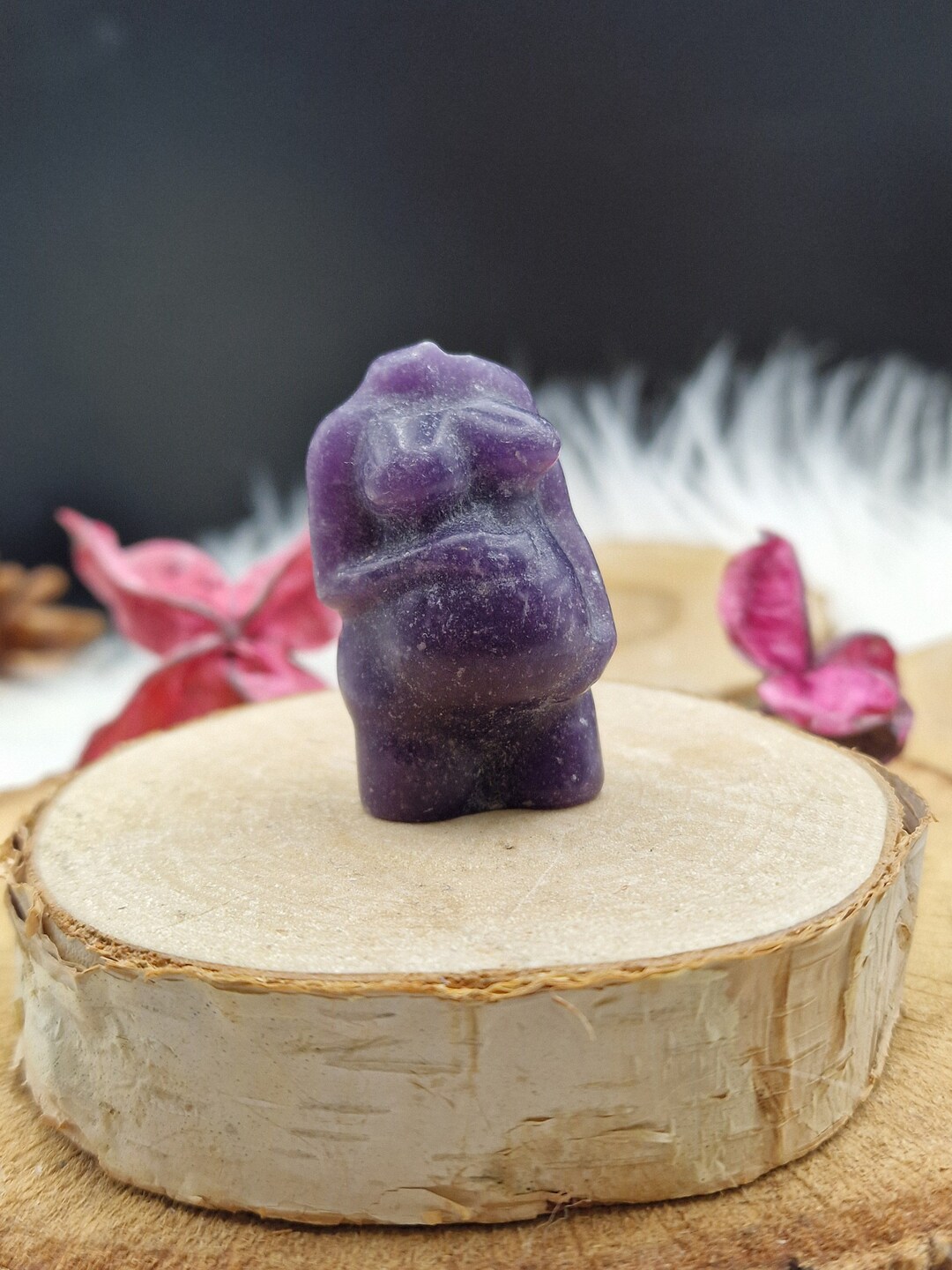 Pretty Crystal Woman Mini Torso Pregnant Baby Bump Purple Lepidolite ...