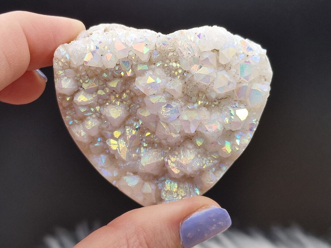 Sparkling Angel Aura Heart Quartz Cluster Rainbow Rock Crystal Rainbow ...
