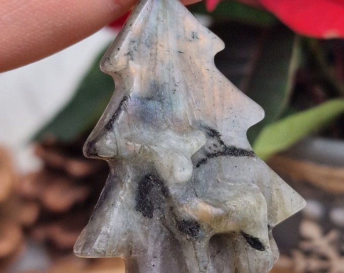 Beautiful Christmas Tree Made of Labradorite With Deer Gemstone Tree ...