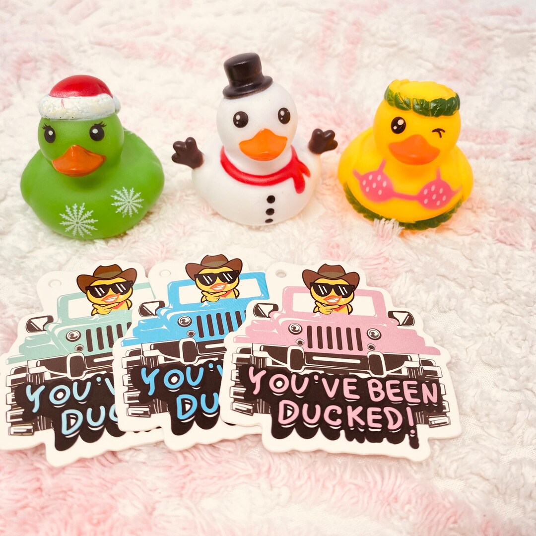 Christmas Ducks Set of 3 With Cards Ducking Jeep Snowman Candy Canes ...